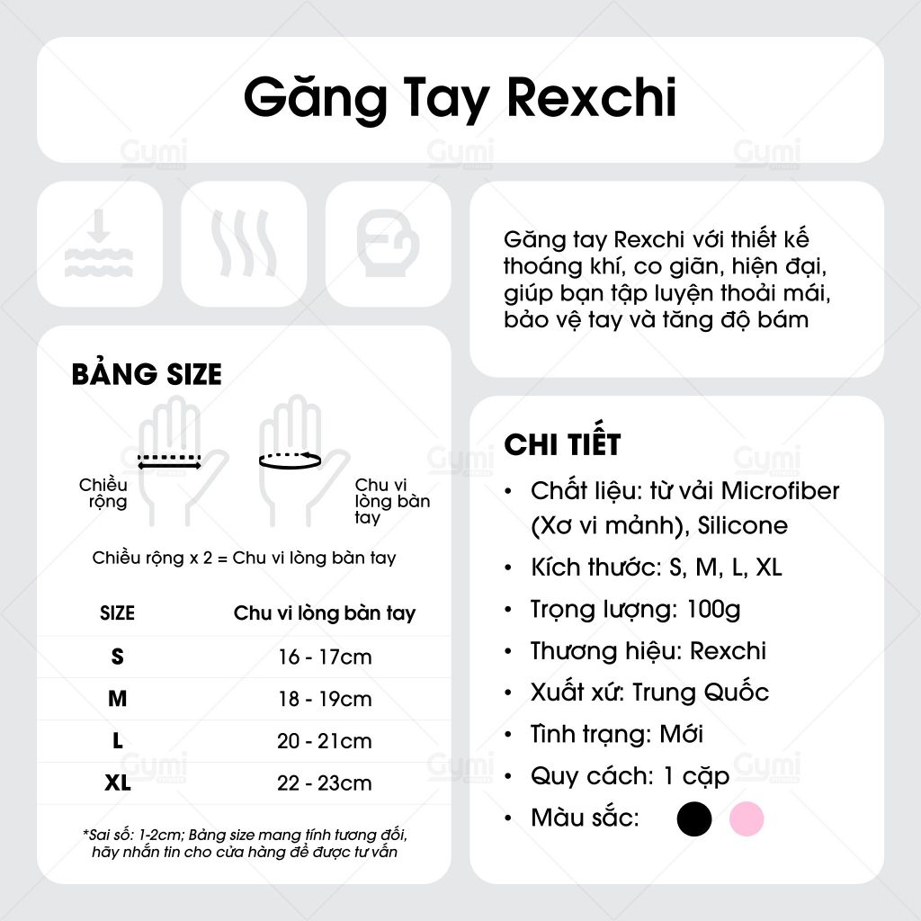 Găng Tay Cao Cấp Rexchi Chính Hãng - Thoáng Khí, Co Giãn, Bảo Vệ Tay ...