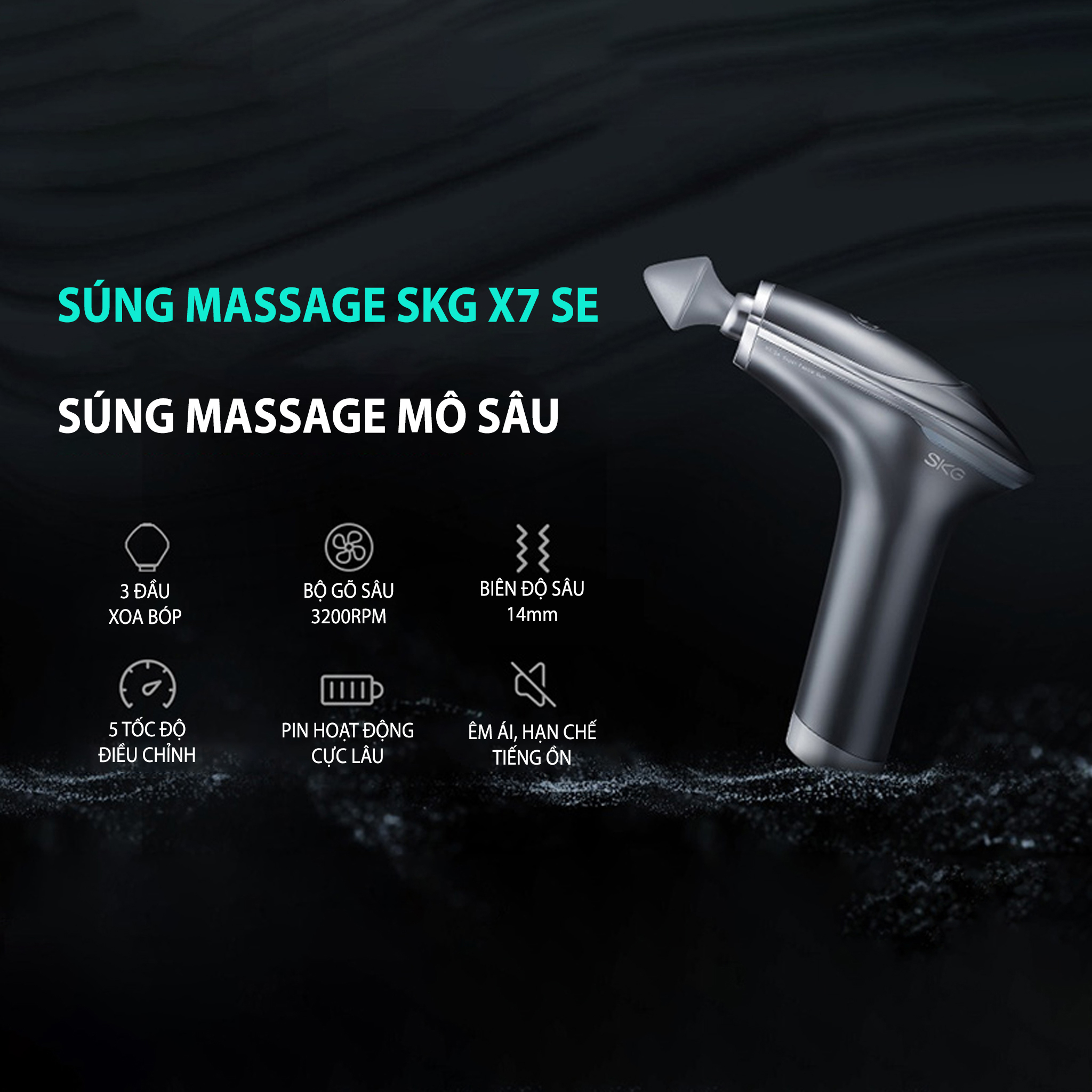 Máy massage Gun SKG X7 KATA - Thiết bị chính hãng CE