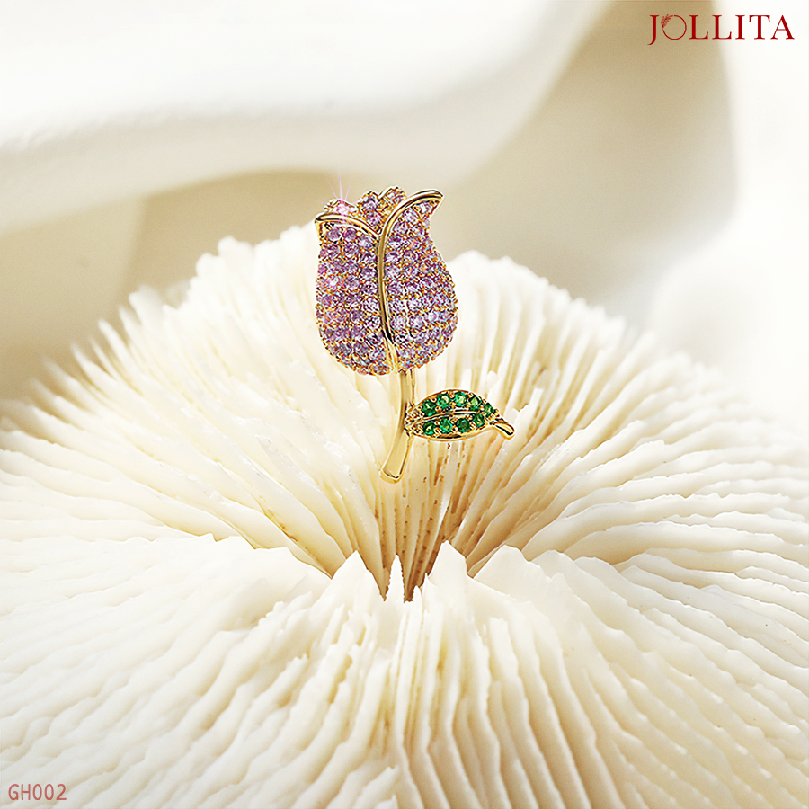 Pin cài áo nụ hồng sang trọng – Jollita