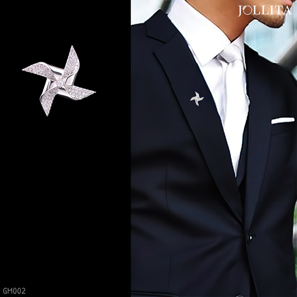 Pin cài áo vest chong chóng pha lê thuần khiết – Jollita