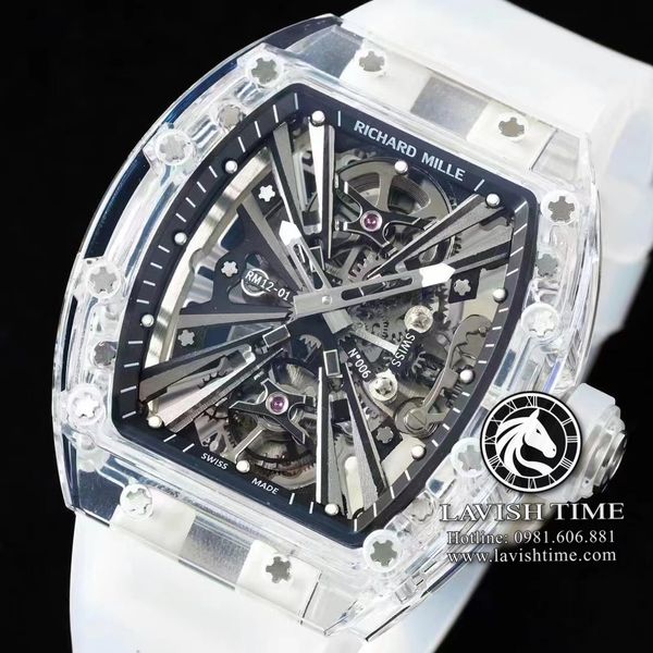 Đồng Hồ Richard Mille RM 12-01 Tourbillon Sapphire Rep 1:1 Chế Tác Vỏ ...