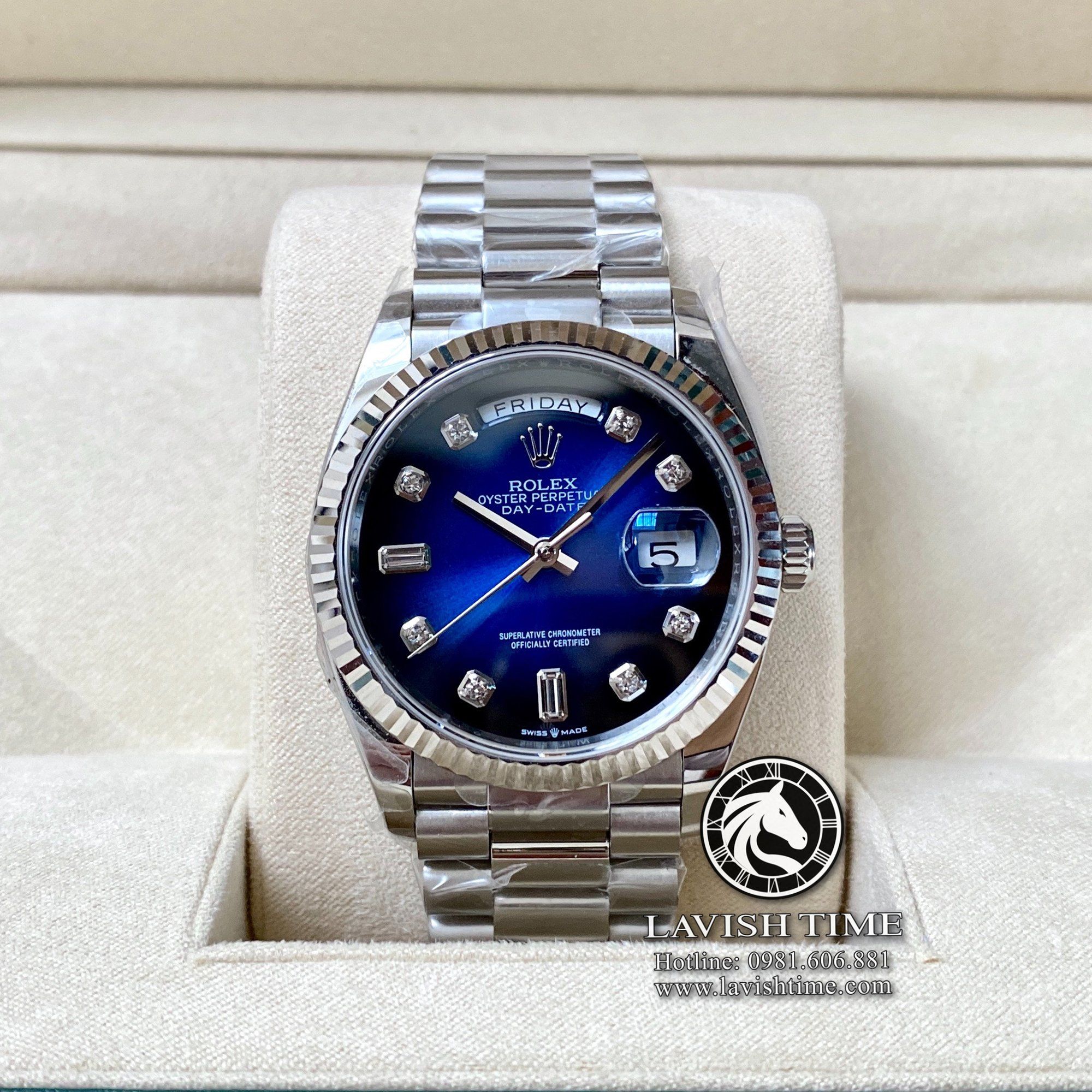 Đồng Hồ Rolex Day-Date 36mm 128239-0023 Rep 1:1 Cao Cấp Vỏ Bạc Mặt Xan ...