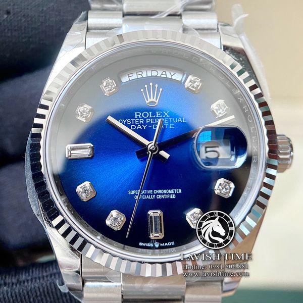 Đồng Hồ Rolex Day-Date 36mm 128239-0023 Rep 1:1 Cao Cấp Vỏ Bạc Mặt Xan ...