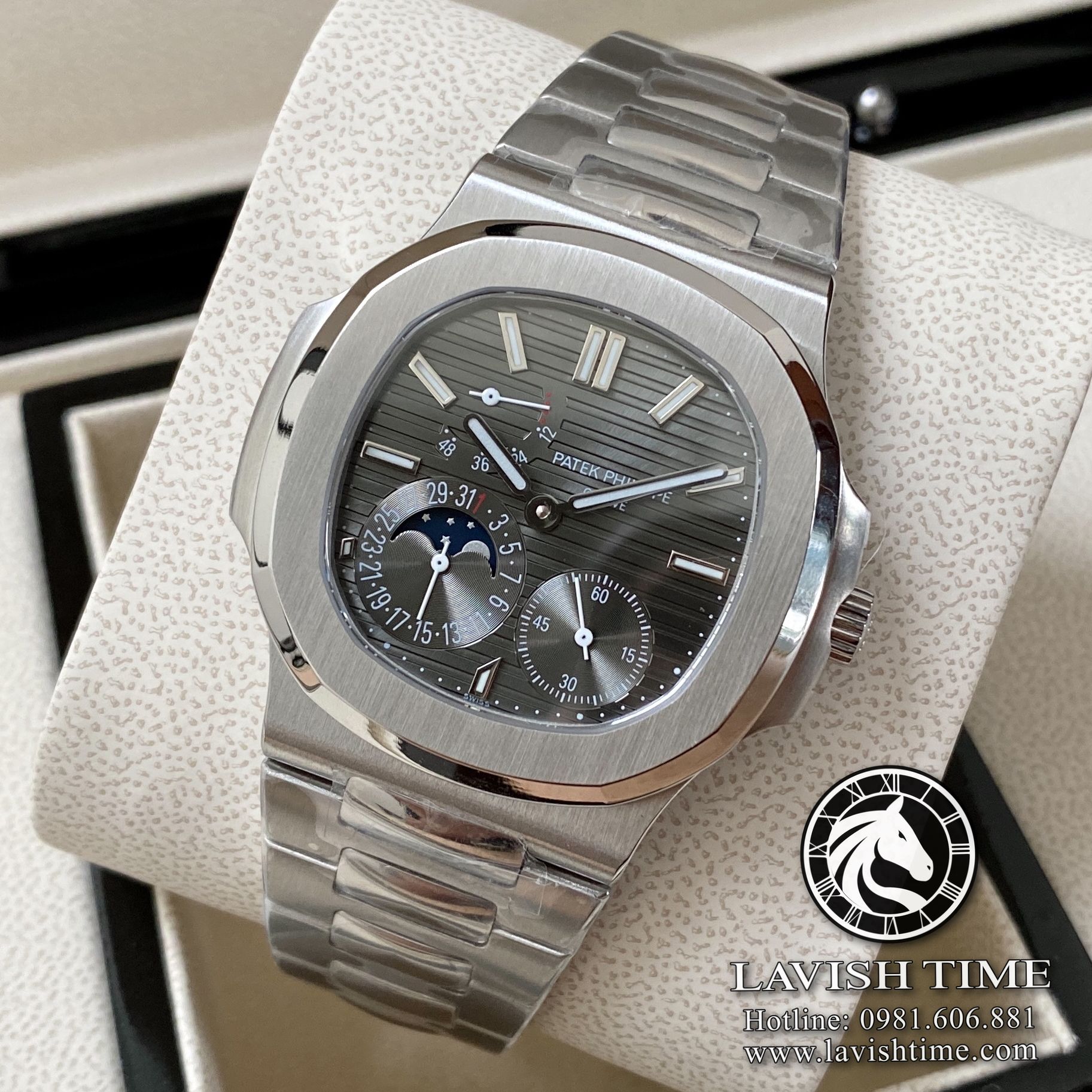 Đồng Hồ Patek Philippe Nautilus 5712G-001 Rep 1:1 Vỏ Bạc Mặt Xám Dây ...