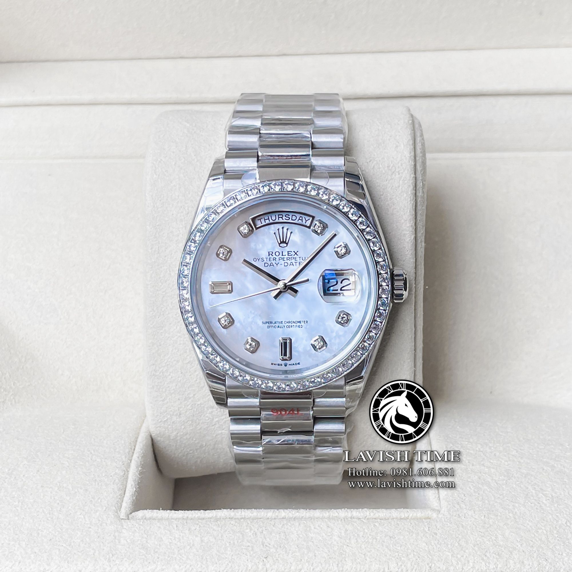 Đồng Hồ Rolex Day-Date 36mm 128349RBR-0004 Rep 1:1 Cao Cấp Vỏ Bạc Mặt ...