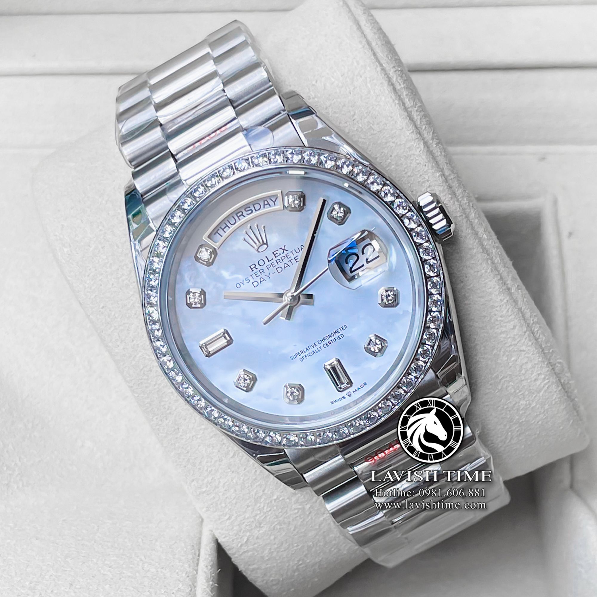 Đồng Hồ Rolex Day-Date 36mm 128349RBR-0004 Rep 1:1 Cao Cấp Vỏ Bạc Mặt ...