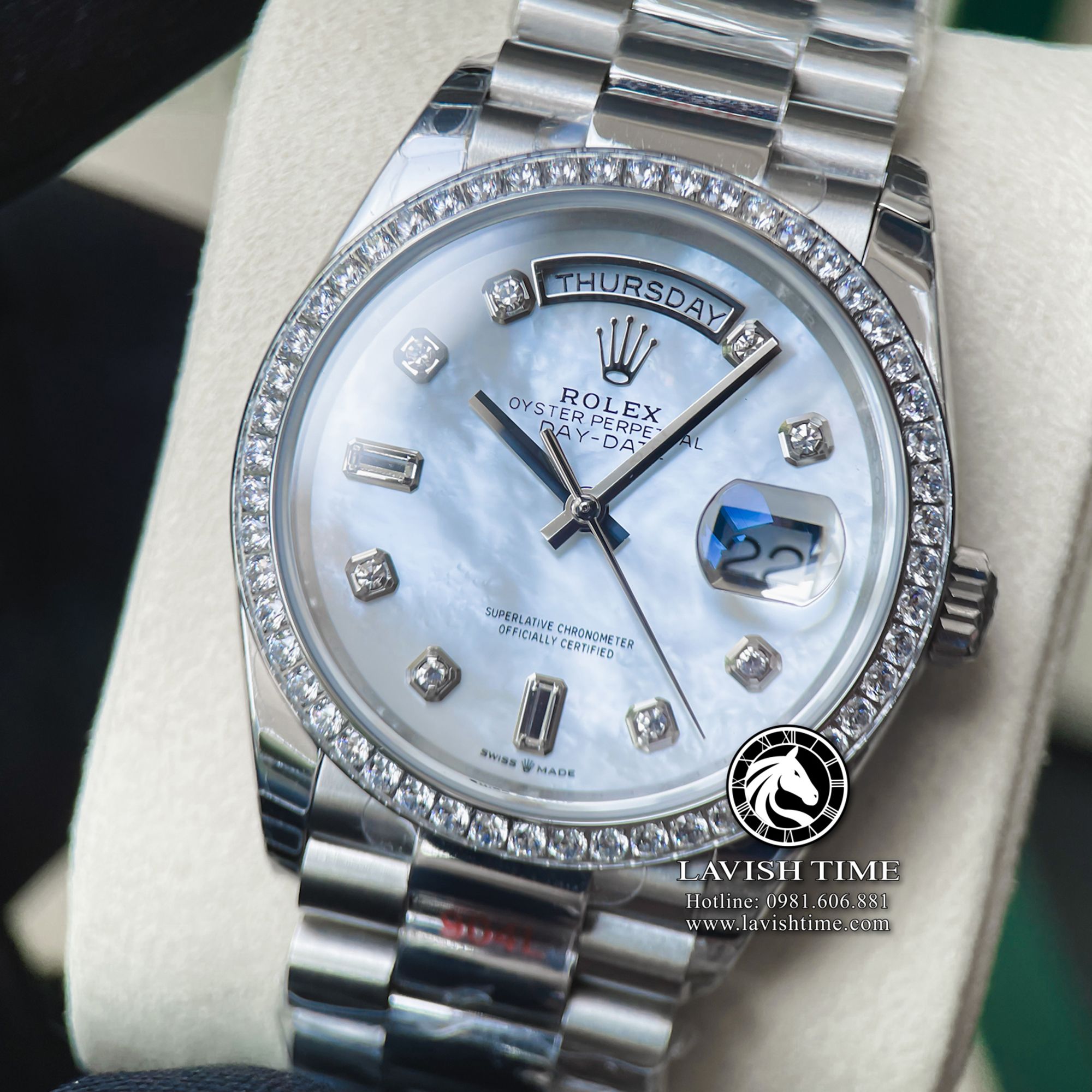 Đồng Hồ Rolex Day-Date 36mm 128349RBR-0004 Rep 1:1 Cao Cấp Vỏ Bạc Mặt ...