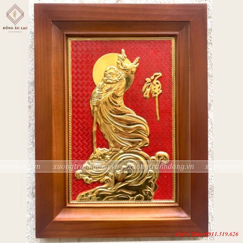 Tranh Đạt Ma Sư Tổ nền đỏ bằng đồng kích thước 28*38