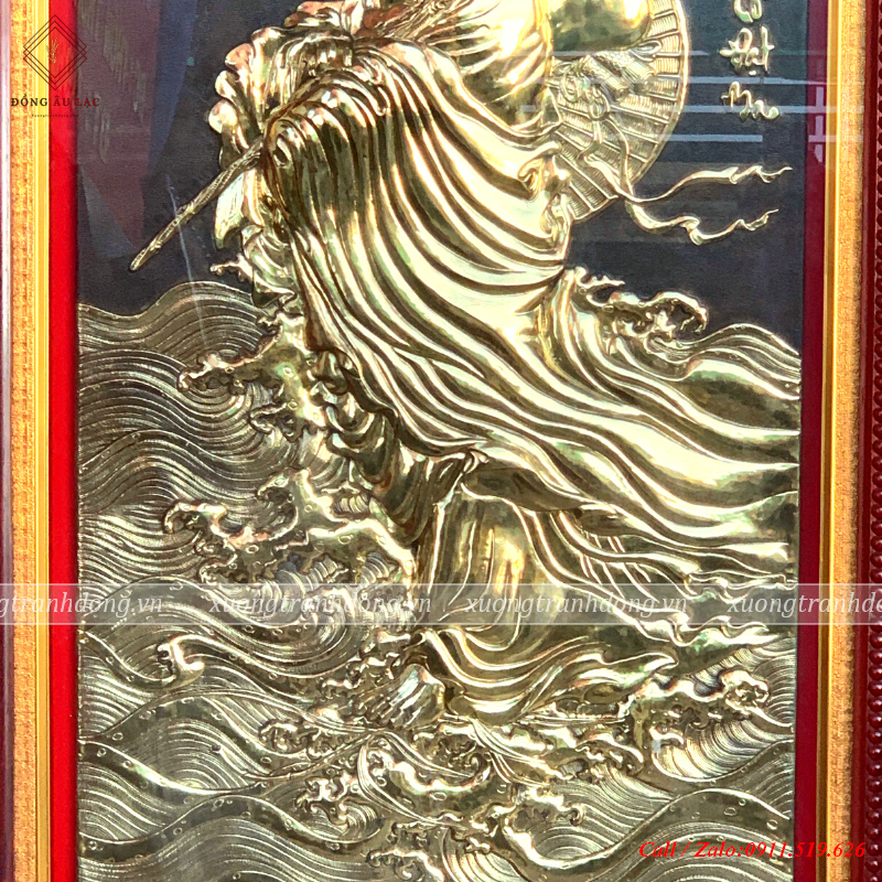 Tranh Đạt Ma Sư Tổ giả cổ nền đen 88x128cm