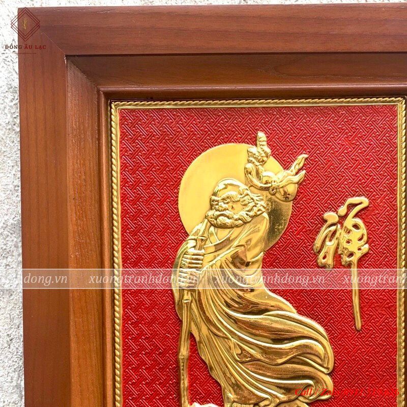 Tranh Đạt Ma Sư Tổ nền đỏ bằng đồng kích thước 28*38