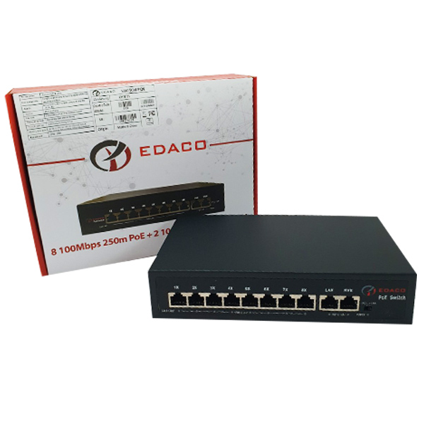 SWICH POE EDACO 8 Port POE 10/100 +2 cổng UPLINK – Công ty Vĩnh Hoàng