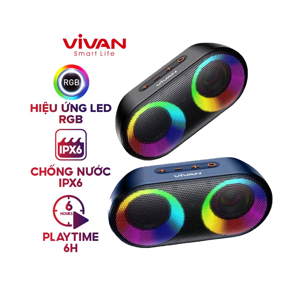 Loa Bluetooth LED RGB VIVAN VS16 - 6H Sử dụng – Công ty Vĩnh Hoàng