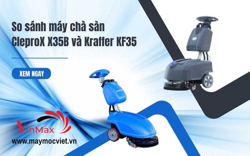 Máy chà sàn liên hợp đẩy tay dùng bình ắc quy Kraffer KF35 – Vinmax- maymocviet.vn