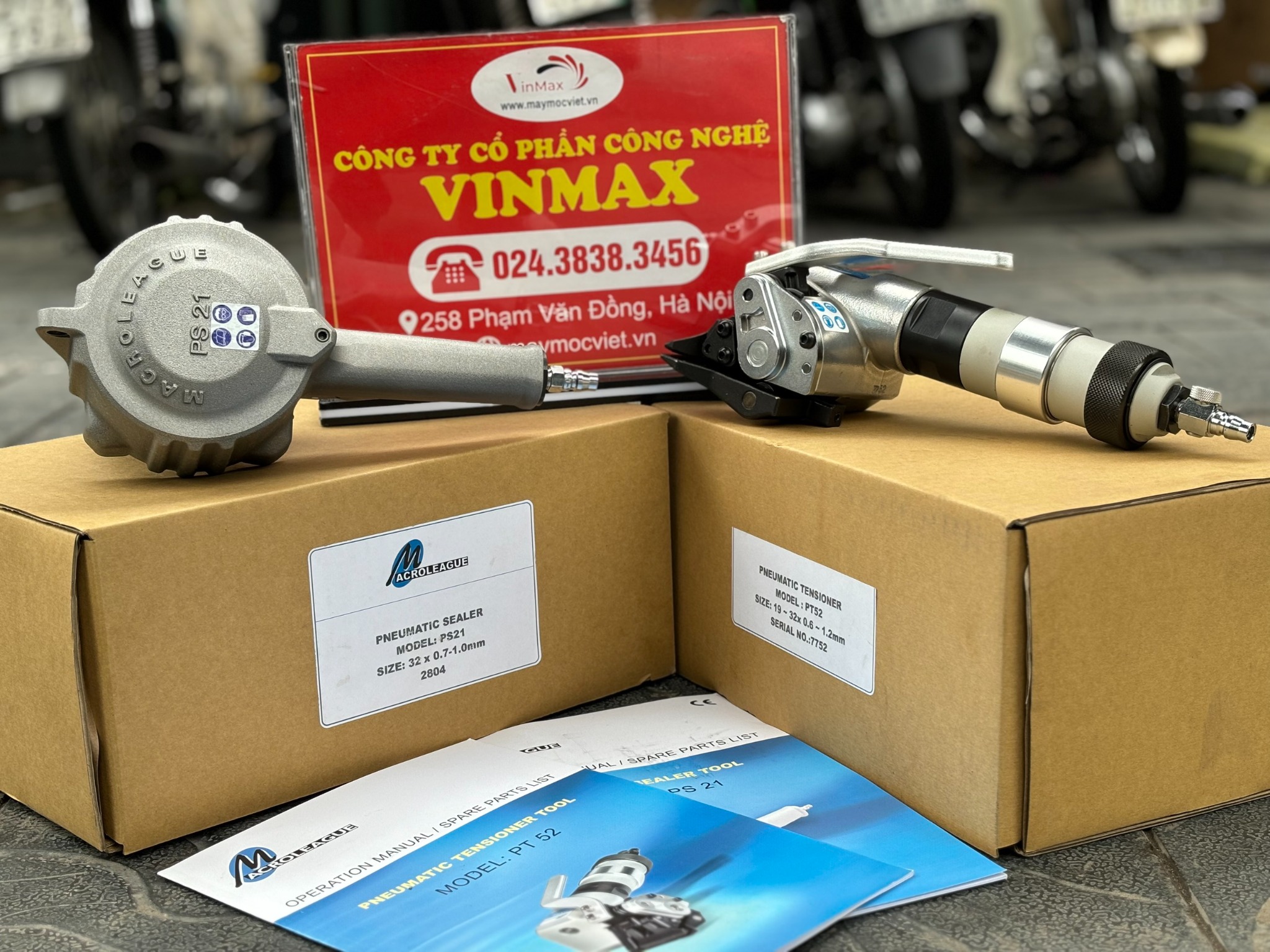 Máy đóng đai thép bằng khí nén Macroleague PT52 – Vinmax- maymocviet.vn