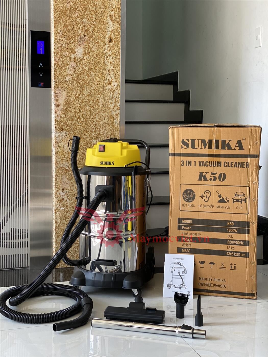 Máy hút bụi công nghiệp Sumika 3 trong 1 K50 (hút bụi, hút nước, thổi) – Vinmax- maymocviet.vn