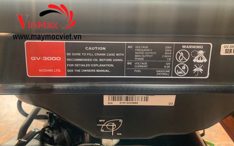 Máy phát điện Koshin Nhật GV 3000 (2.2KVA) – Vinmax- maymocviet.vn