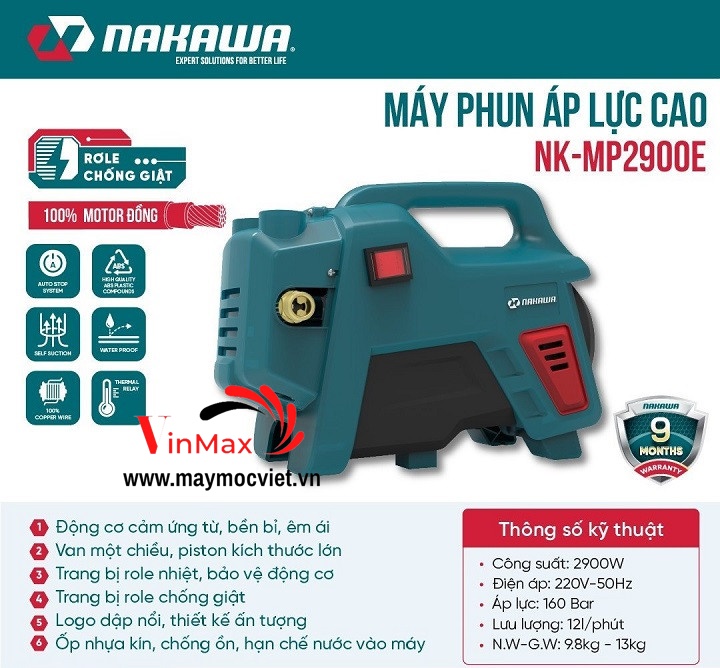 Máy Rửa Xe 2900W Nakawa NK-MP2900E – Vinmax- maymocviet.vn