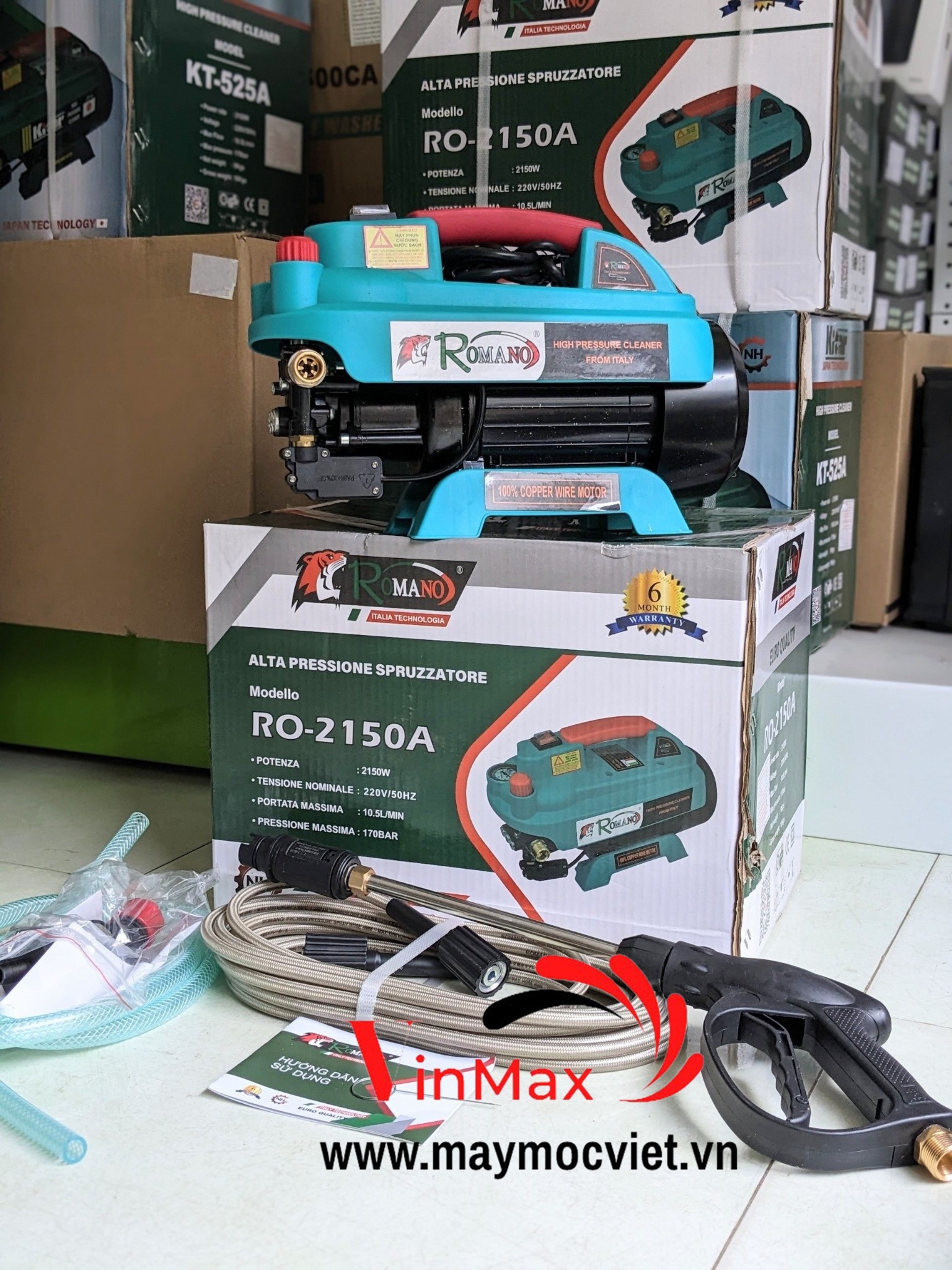 Máy rửa xe mini có chỉnh áp Romano RO-2150A – Vinmax- maymocviet.vn