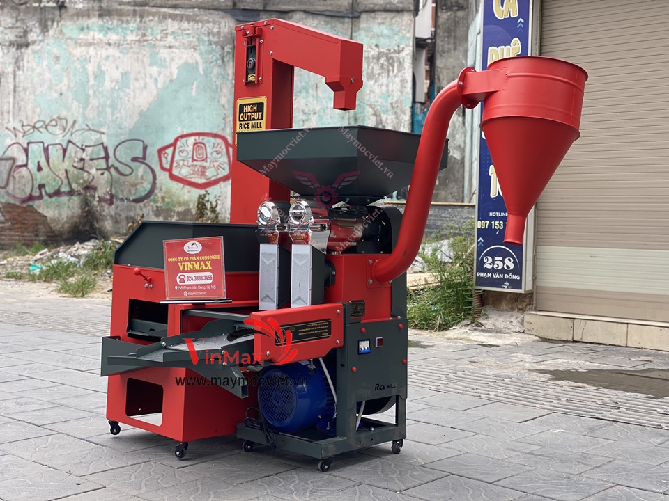 Máy xay xát lúa gạo liên hoàn VM600-2C - Gầu tải thóc – Lọc tạp chất đ ...