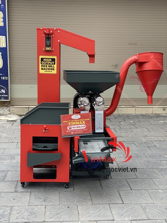 Máy xay xát lúa gạo liên hoàn VM600-2C - Gầu tải thóc – Lọc tạp chất đ ...