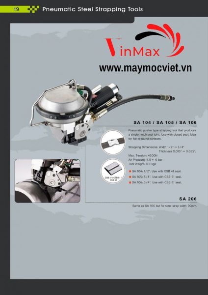Máy đóng đai thép khí nén YBICO SA104-SA105-SA106 – Vinmax- maymocviet.vn