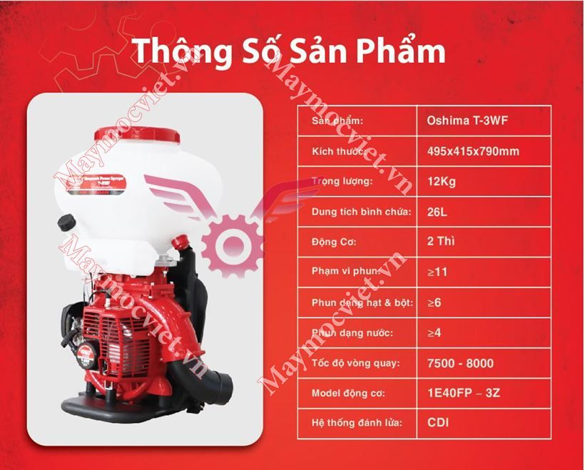 Máy phun thuốc khử trùng OSHIMA T-3WF (Thái Lan) – Vinmax- maymocviet.vn