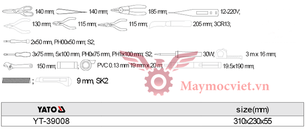 Bộ dụng cụ sửa chữa tổng hợp 22 chi tiết Yato YT 39008 – Vinmax ...