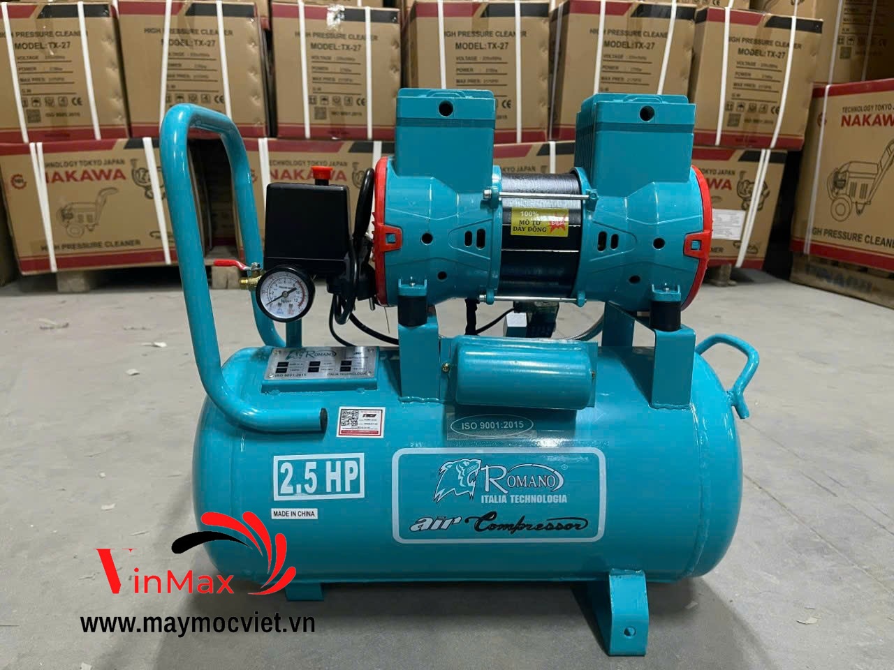 Máy nén khí không dầu 30 lít lên hơi nhanh Romano RM3025 – Vinmax- maymocviet.vn