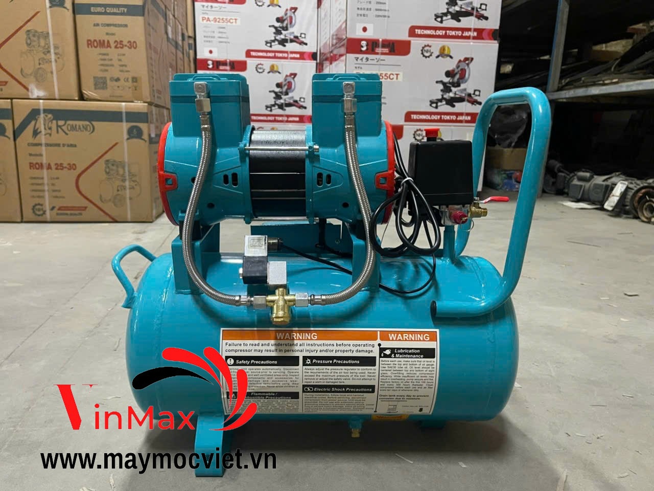Máy nén khí không dầu 30 lít lên hơi nhanh Romano RM3025 – Vinmax- maymocviet.vn