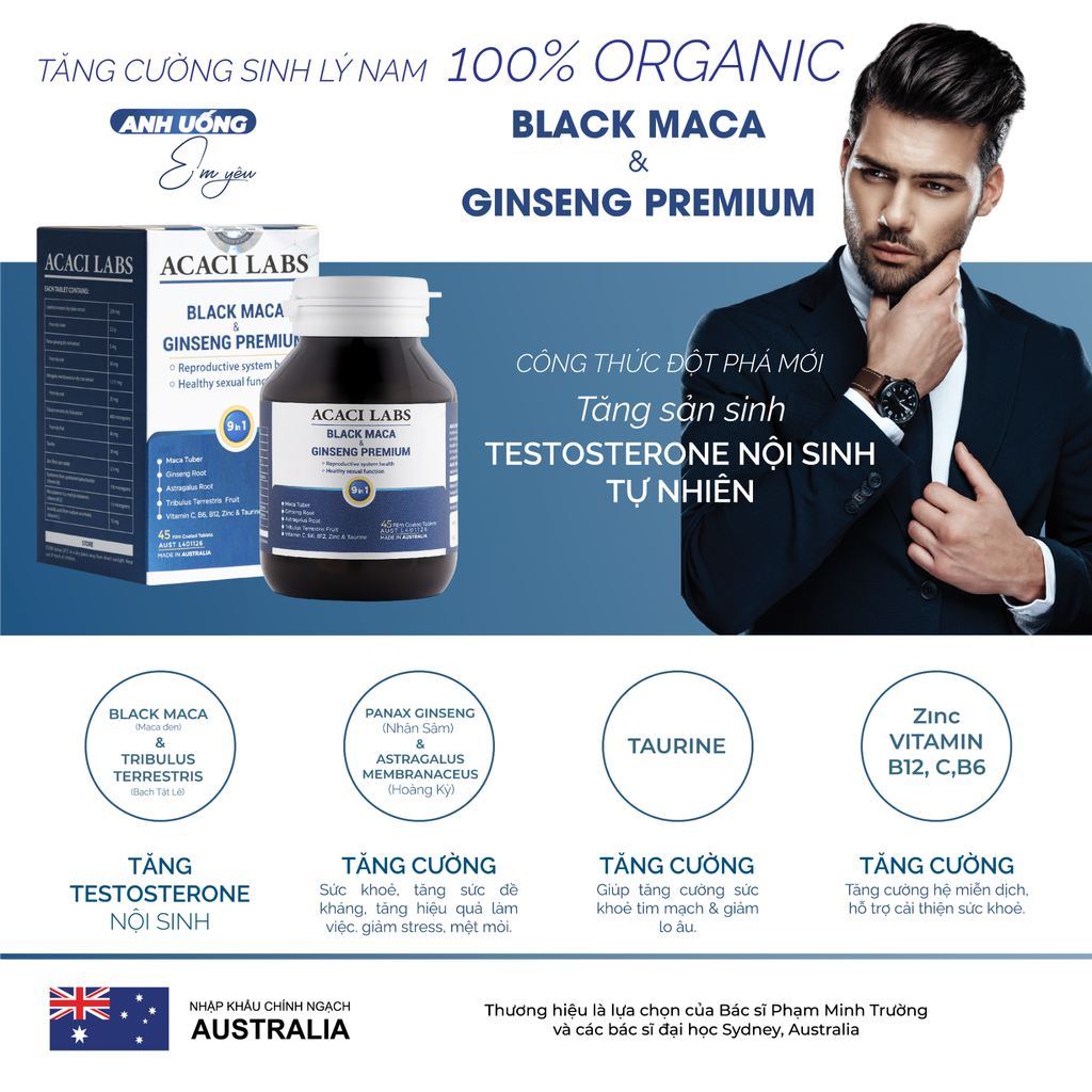 Viên uống Black Maca & Ginseng Premium Acaci Labs – HEALTHAZ