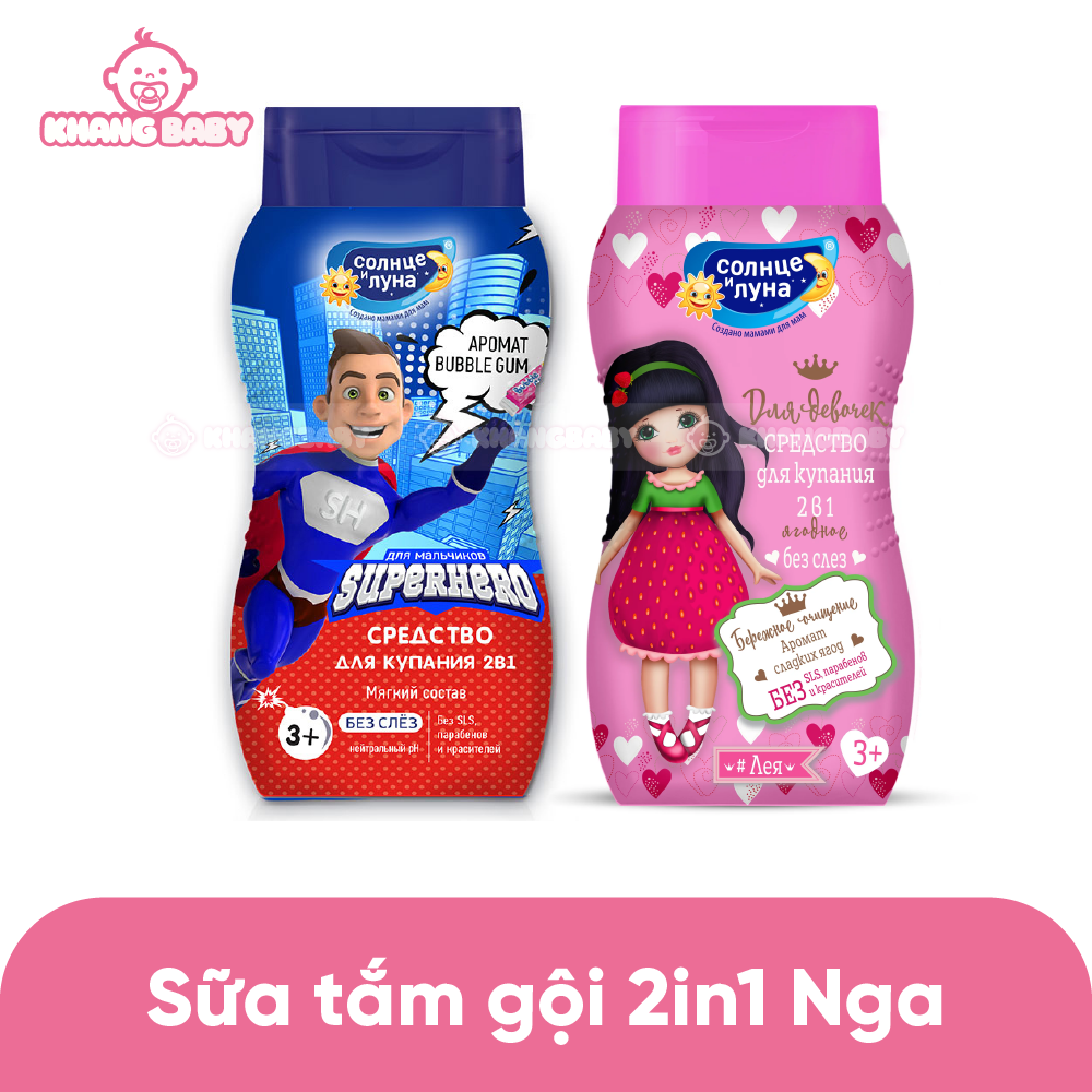 Sữa tắm gội Солнце и Луна 2in1 Nga 200ml 3Y+ – Shop KHANG BABY
