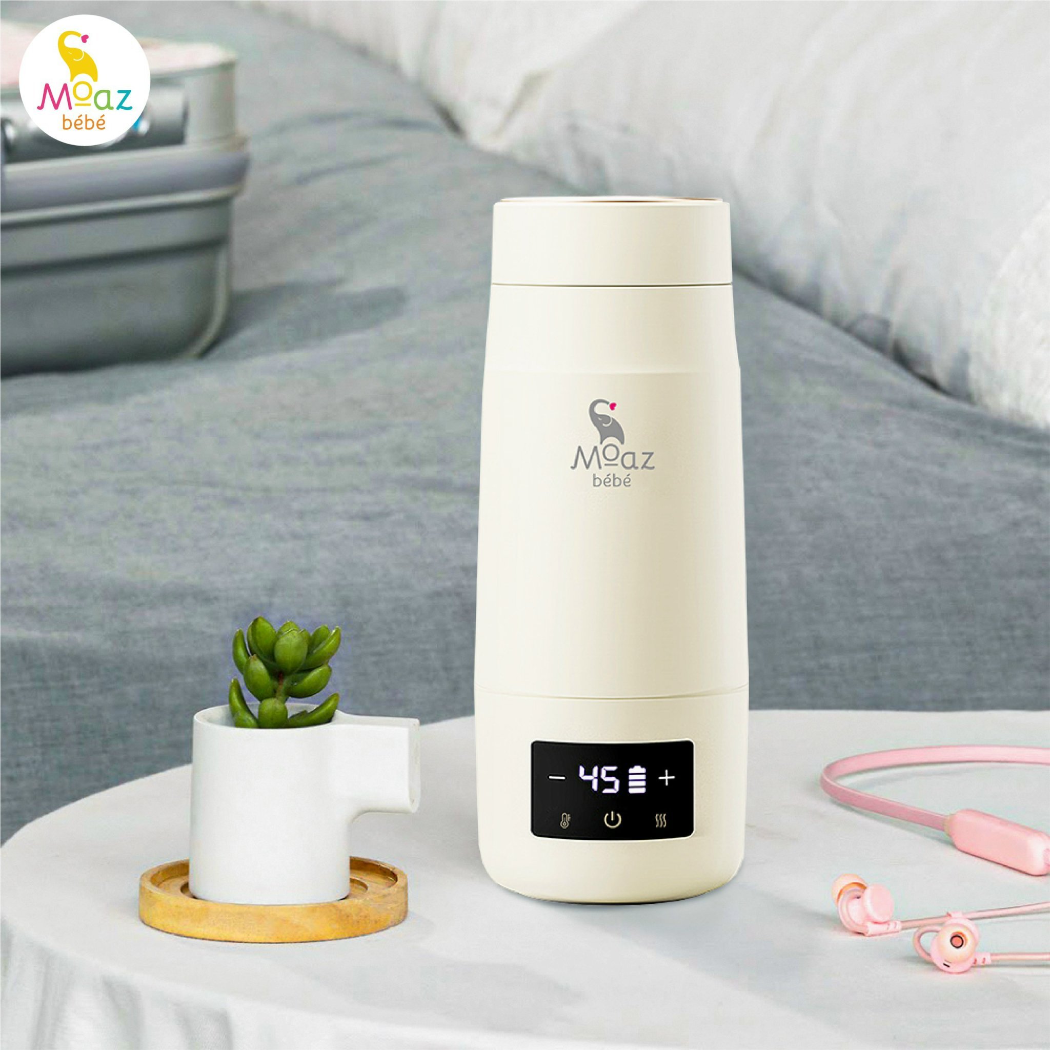 Bình đun nước pha sữa di động Moazbebe MB058Bình đun nước pha sữa di ...