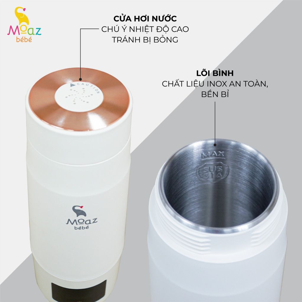 Bình đun nước pha sữa di động Moazbebe MB058Bình đun nước pha sữa di ...