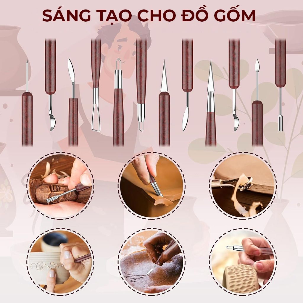 Dụng Cụ Điêu Khắc Đất Sét, 6 Món Dụng Cụ Bằng Thép Không Gỉ Hai Đầu, T ...