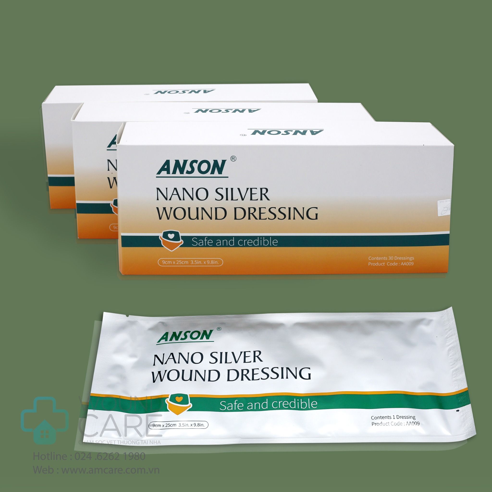 Anson Nano silver wound dressing 9x25 cm (Băng dán vết thương có nano ...