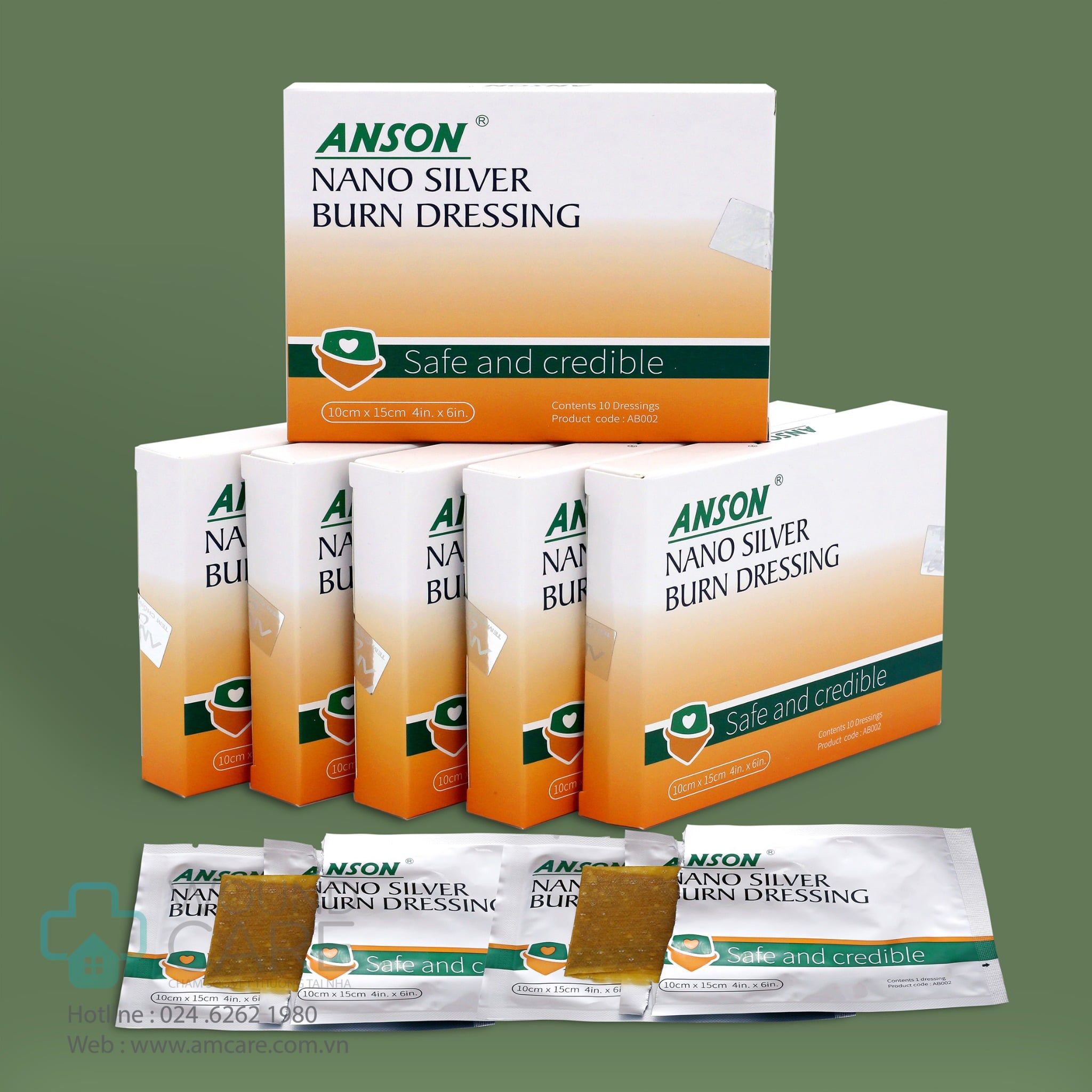 Anson Nano silver burn dressing 10cmx15 cm (Gạc vết thương có nano bạc ...