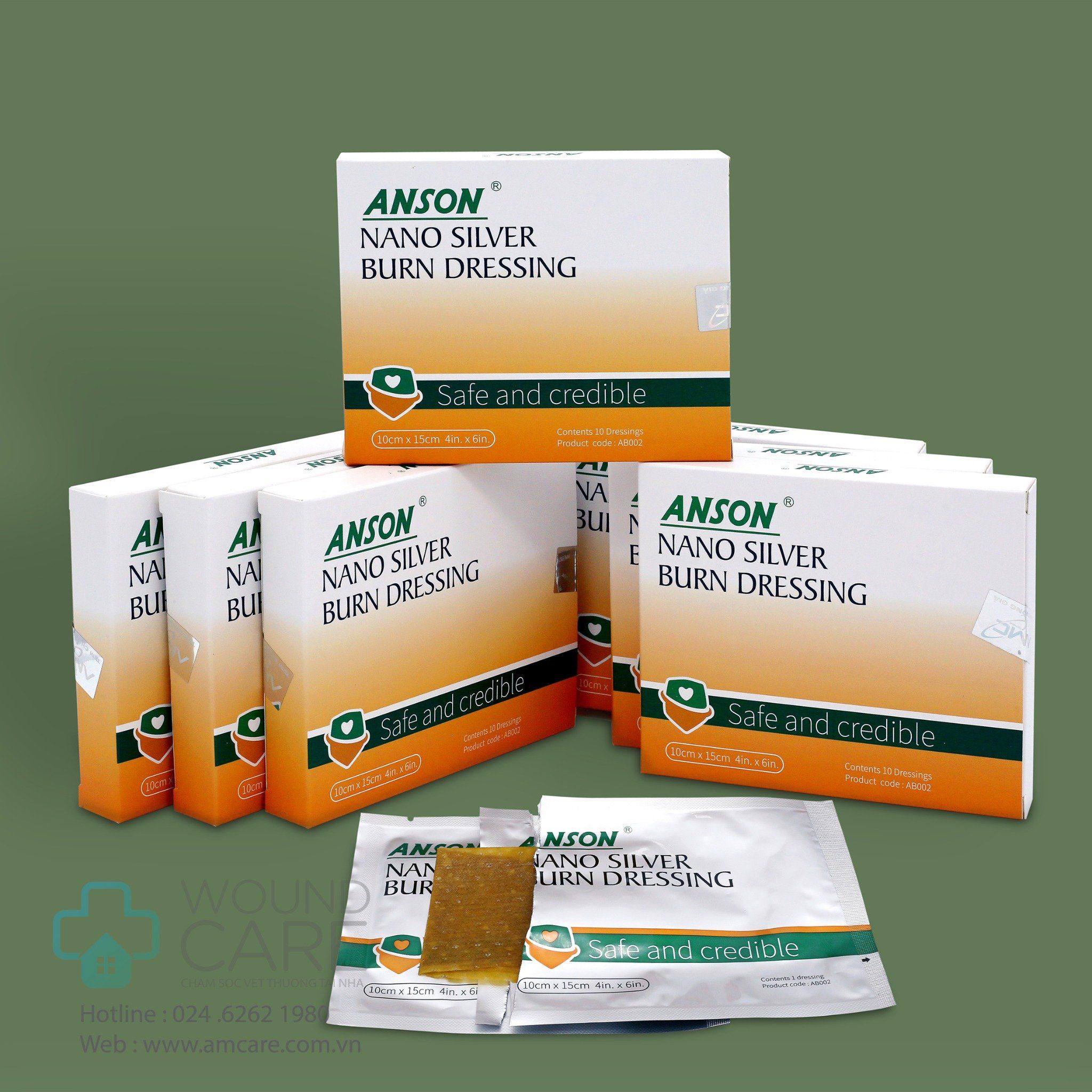 Anson Nano silver burn dressing 10cmx15 cm (Gạc vết thương có nano bạc ...