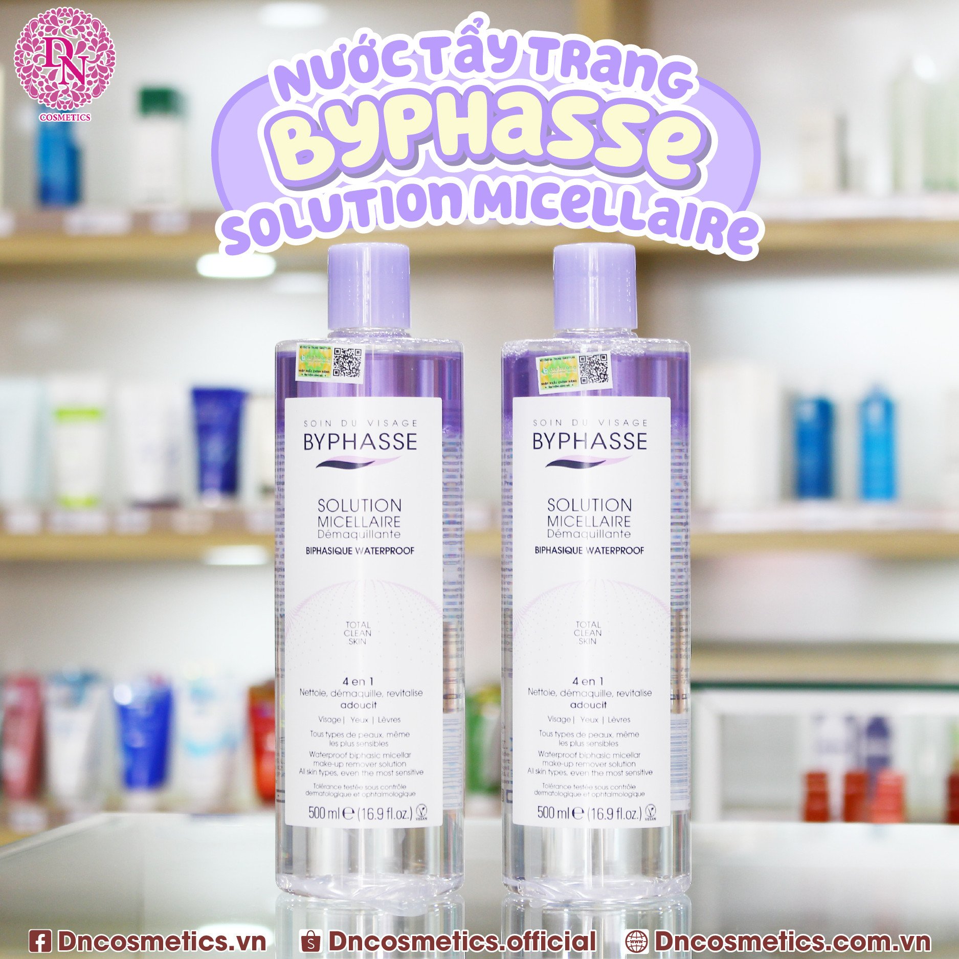 NƯỚC TẨY TRANG BYPHASSE MÀU TÍM DẦU 500ML – DN Cosmetics | #1 Mỹ Phẩm ...