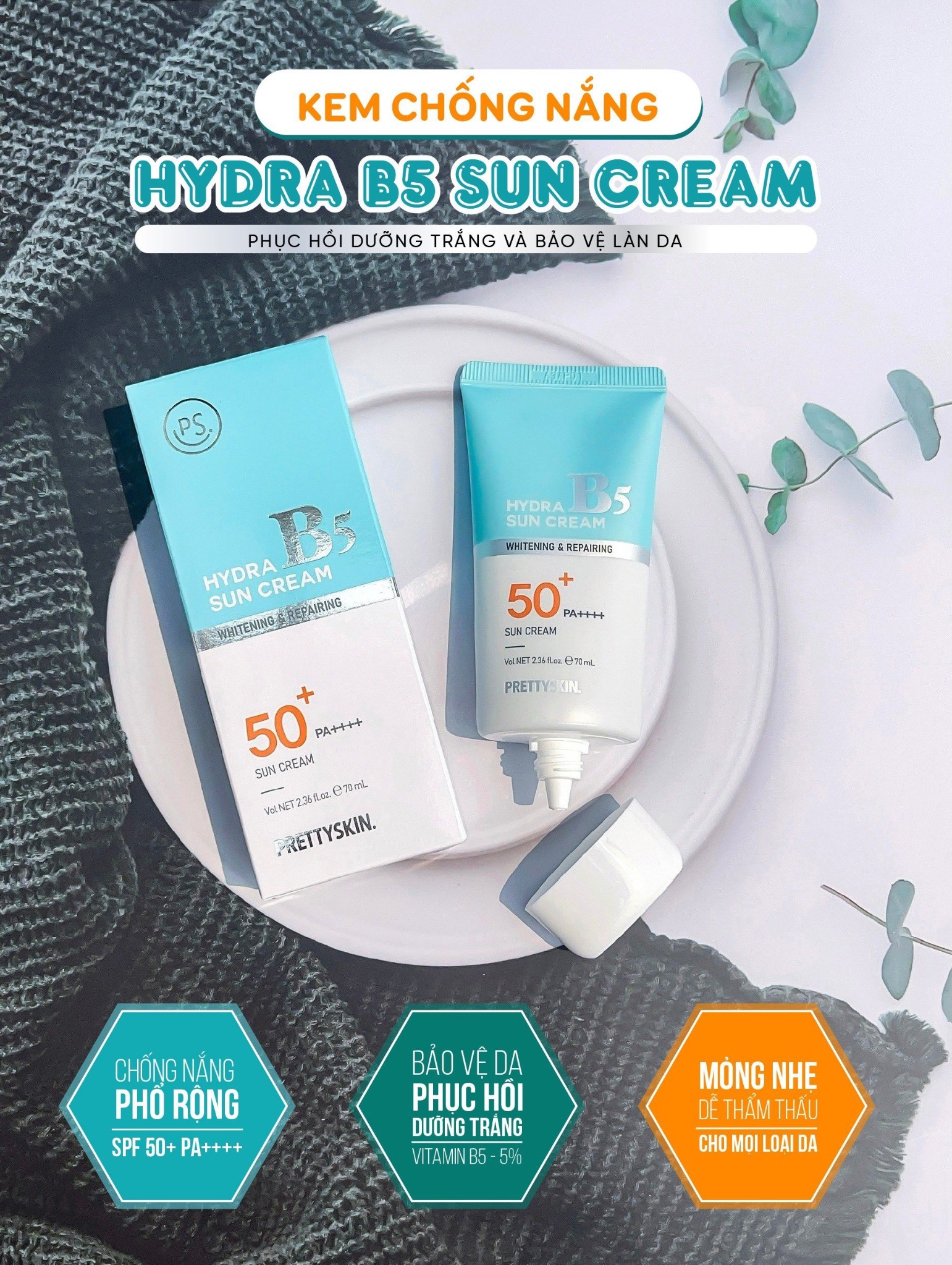 Kem chống nắng phục hồi B5 Pretty Skin Hydra Sun Cream 70ml – DN Cosmetics | #1 Mỹ Phẩm chính ...