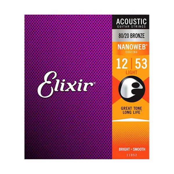 Elixir 11052 Acoustic 12-53 80/20 Bronze Nanoweb – Guitar Plus