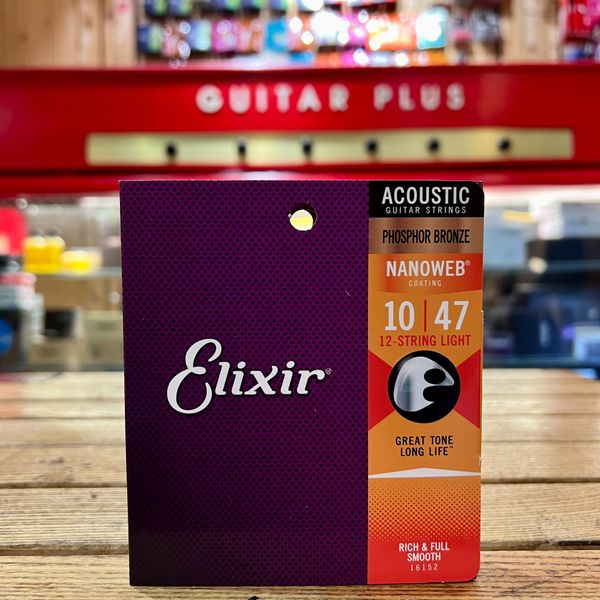 Elixir 16152 Acoustic 12-string 10-47 Phosphor Bronze Nanoweb – Guitar Plus