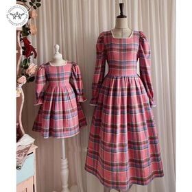 Váy Bollage kẻ hồng – WOORI HOUSE