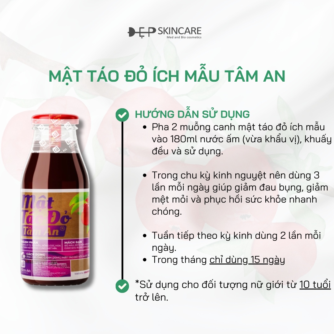 Mật táo đỏ Tâm An Ích Mẫu – Shop Đẹp Skincare