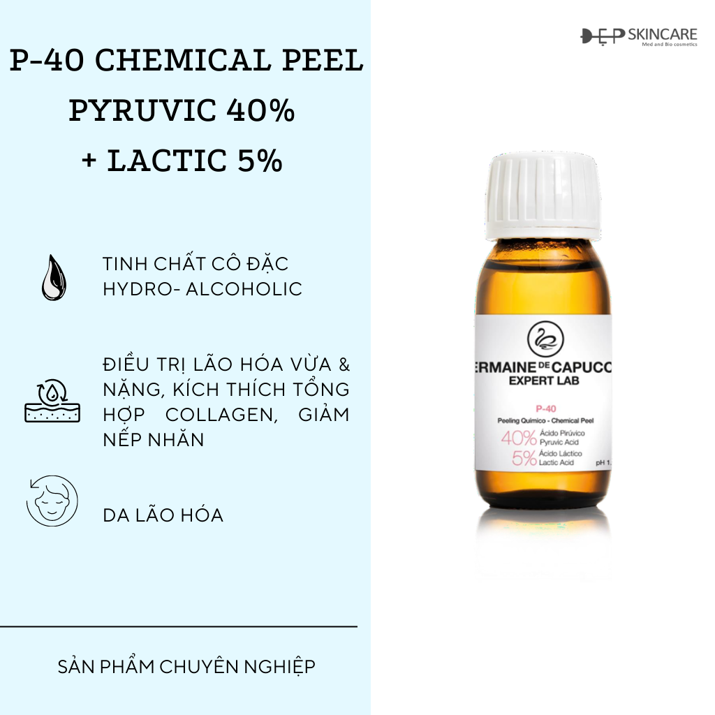 Dung dịch peel lão hóa P-40 Chemical Peel - Pyruvic 40% + Lactic 5% ...