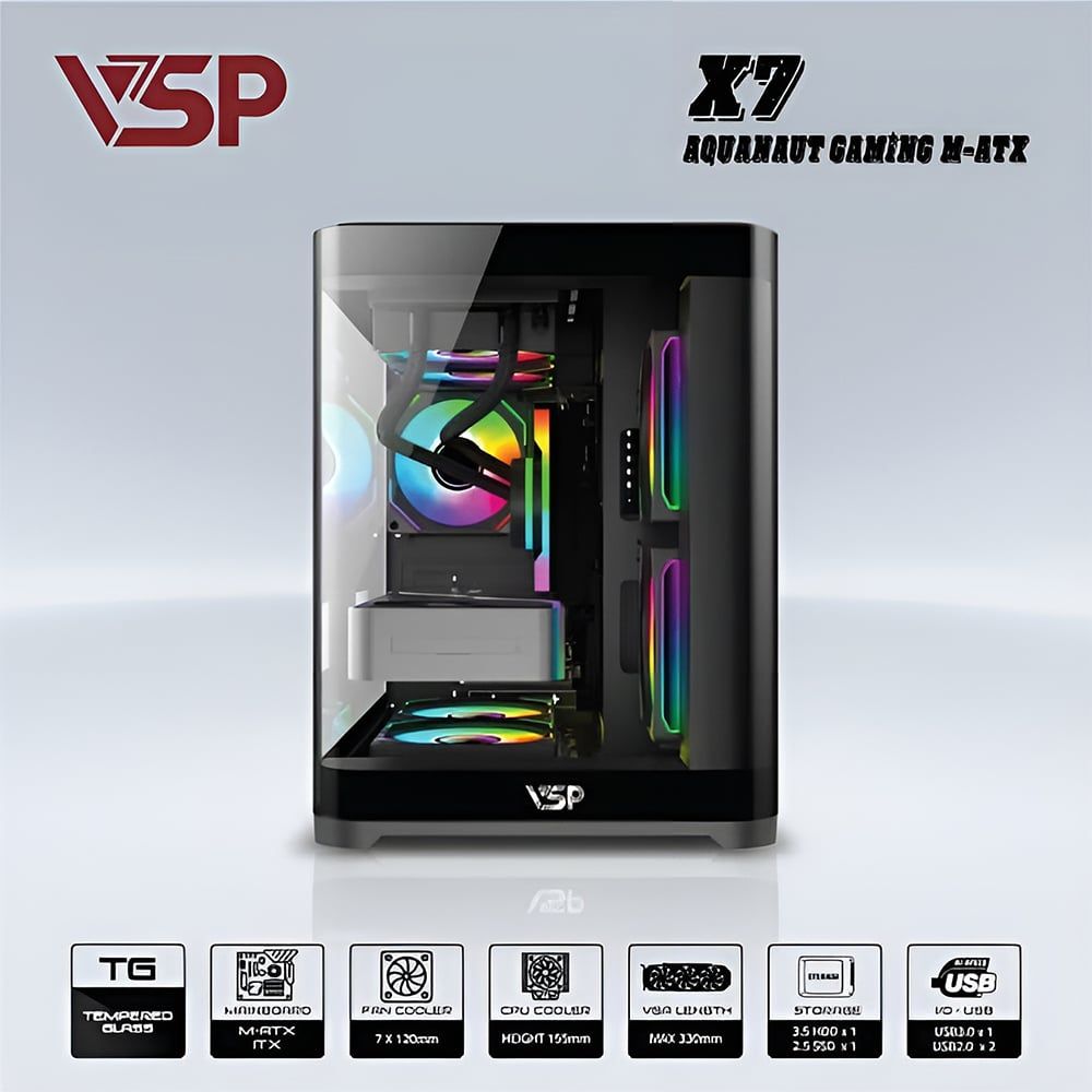 CASE VSP X7 AQUANAUT PRO GAMING - BLACK – Sao Chổi PC