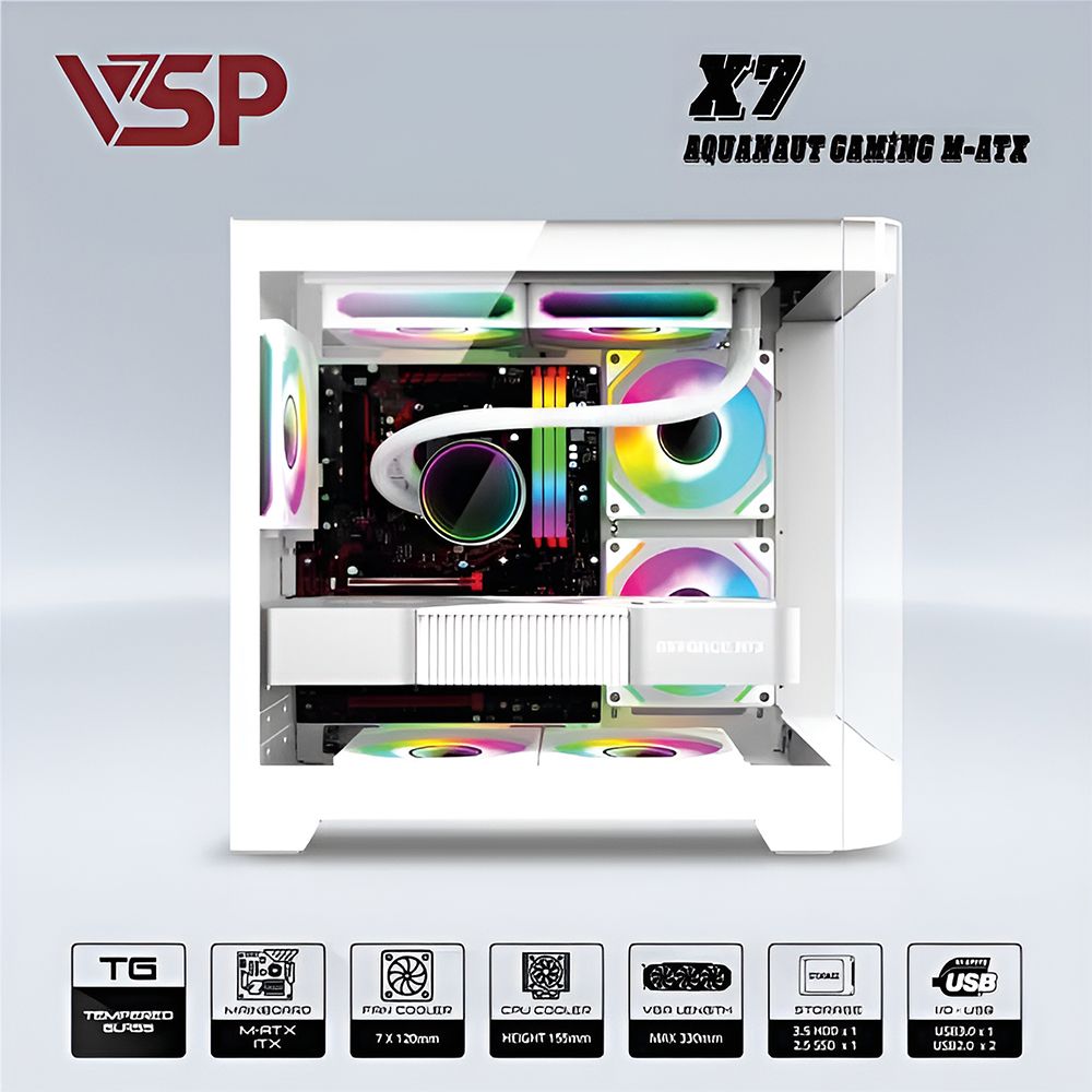 CASE VSP X7 AQUANAUT PRO GAMING - WHITE – Sao Chổi PC