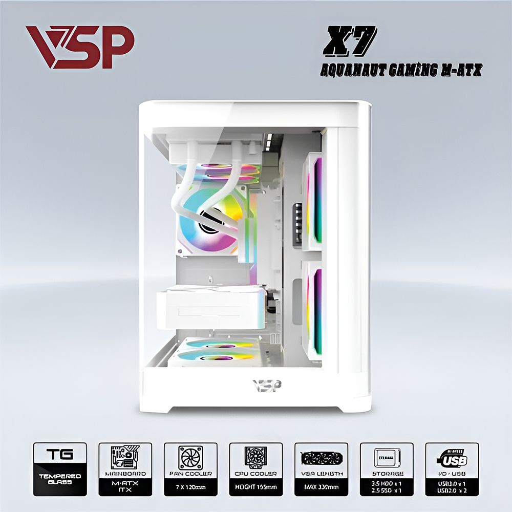 CASE VSP X7 AQUANAUT PRO GAMING - WHITE – Sao Chổi PC