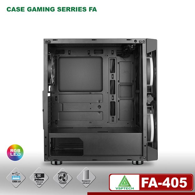 VỎ CASE VSPTECH Esport FA-405 ( có sẵn 3 fan LED RGB ) GIÁ TỐT NHẤT – Sao Chổi PC