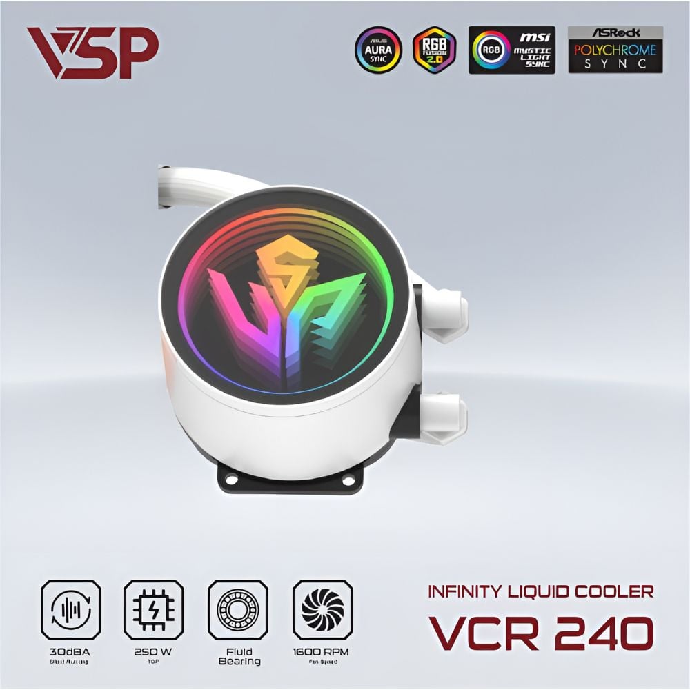 Tản nhiệt nước VSP Infinity Liquid Cooler VCR240 - Trắng – Sao Chổi PC