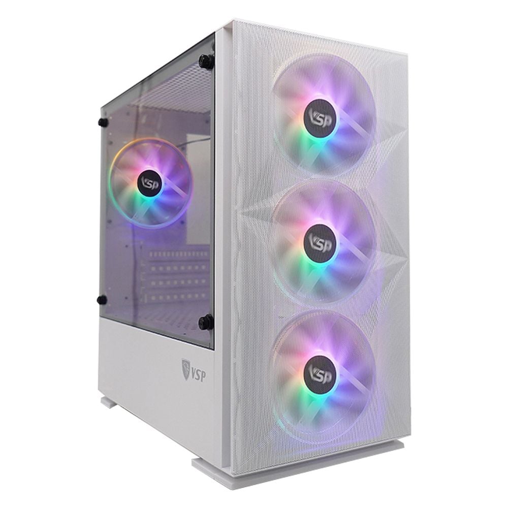 VỎ CASE VSP GAMING B709 White ( Có Sẵn 4 FAN LED RGB ) GIÁ RẺ – Sao Chổi PC